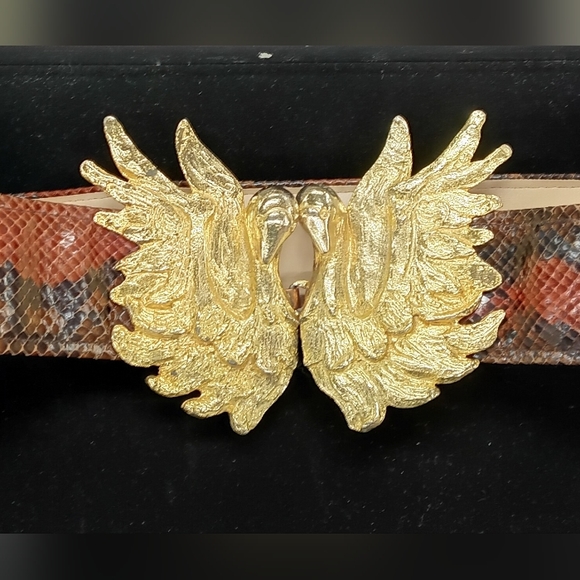 Accessories | Vintage Mimi Di N Snake Skin Golden Swan Hemlock Belt ...